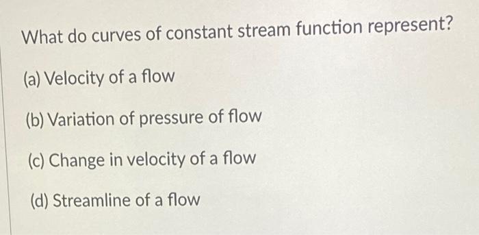 Solved What do curves of constant stream function represent? | Chegg.com