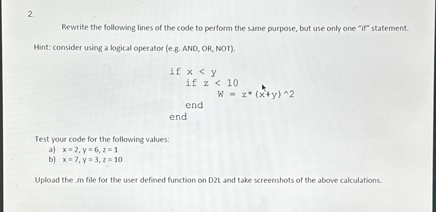 Rewrite The Following Lines Of The Code To Perform 