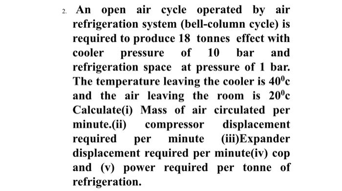 Solved 2. An open air cycle operated by air refrigeration | Chegg.com