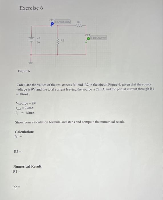 Solved Exercise 6 Figure 6 Calculate the values of the | Chegg.com
