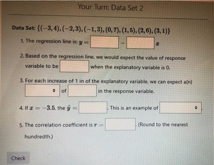 Solved Your Turn: Data Set 1 Instructions: Use the | Chegg.com