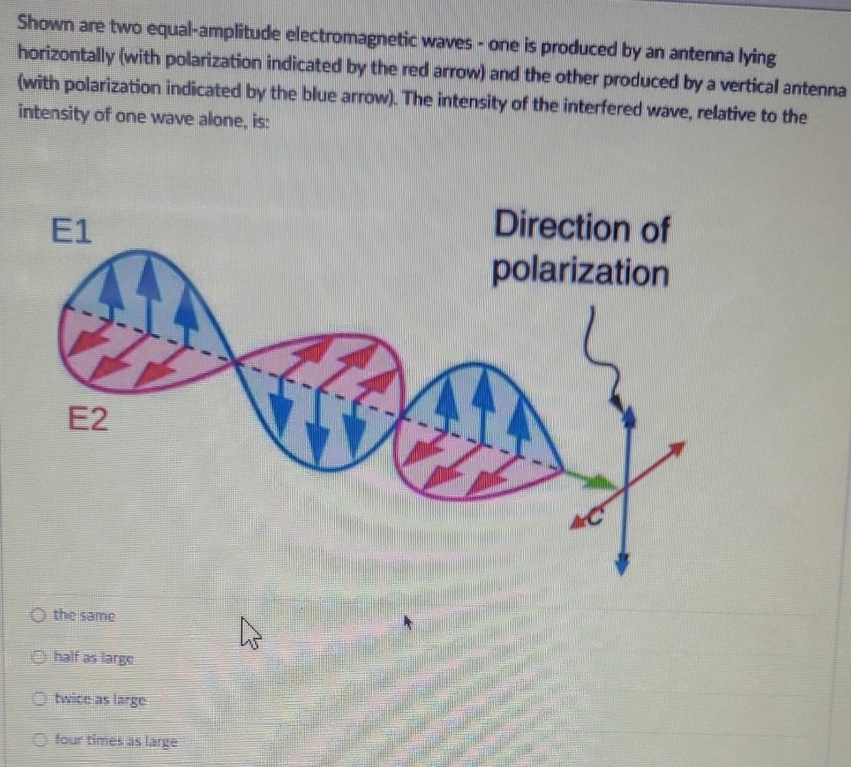 Solved Shown are two equal-amplitude electromagnetic waves - | Chegg.com