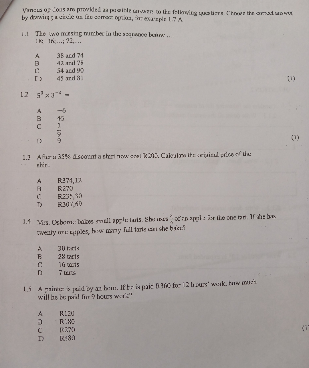 Solved Various op tions are provided as possible answers; to | Chegg.com