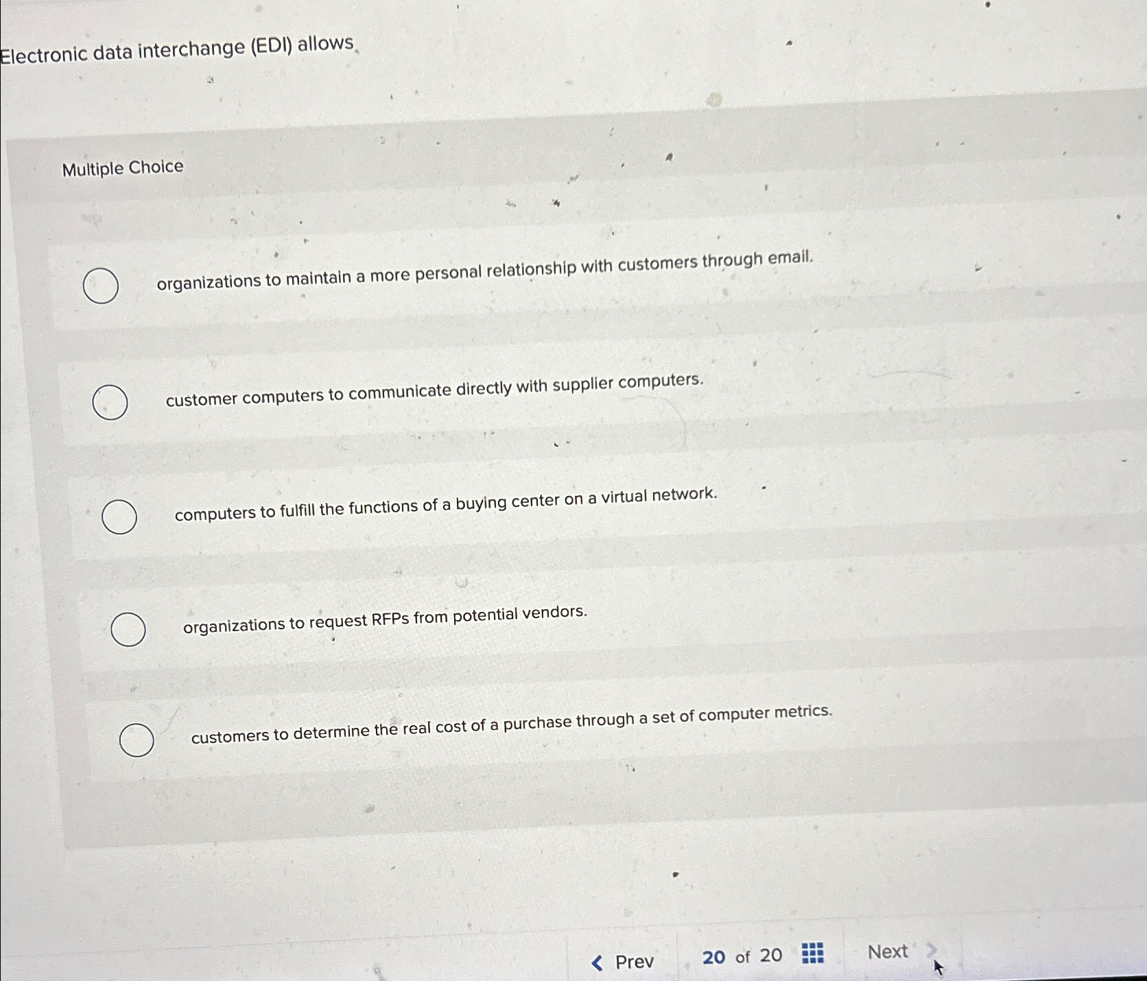 Solved Electronic data interchange (EDI) ﻿allowsMultiple | Chegg.com