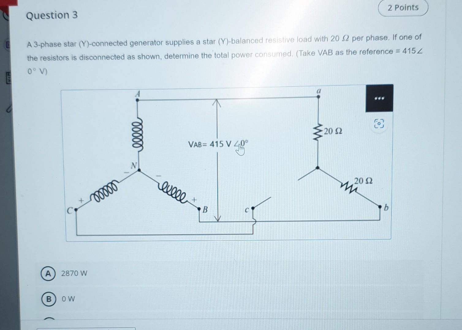 Solved A 3-phase star (Y)-connected generator supplies a | Chegg.com