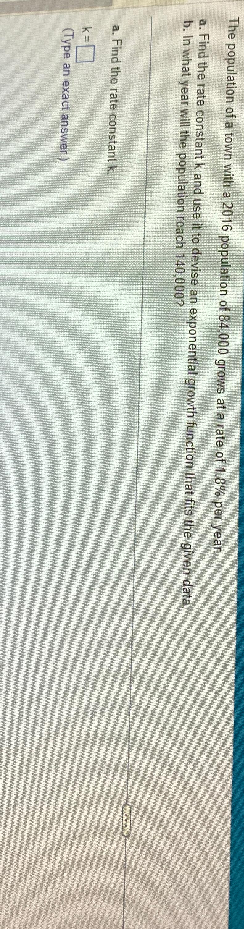 Solved The population of a town with a 2016 ﻿population of | Chegg.com
