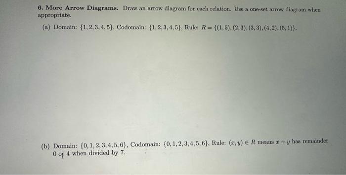 Solved 6. More Arrow Diagrams. Draw an arrow diagram for | Chegg.com