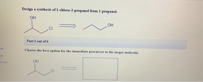 Solved Design a synthesis of 1-chloro-2-propanol from | Chegg.com