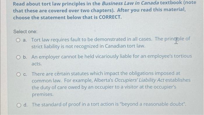 Read about tort law principles in the Business Law in | Chegg.com