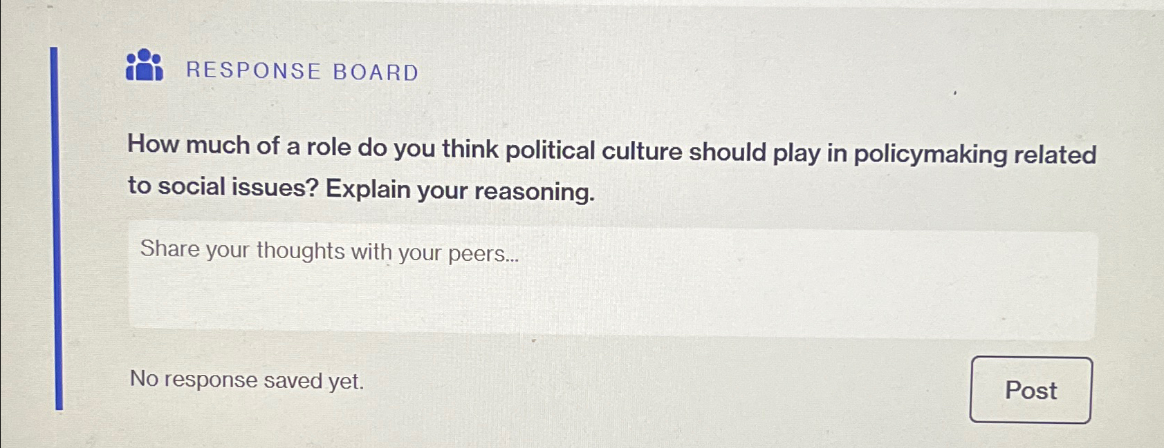 Solved RESPONSE BOARDHow much of a role do you think | Chegg.com