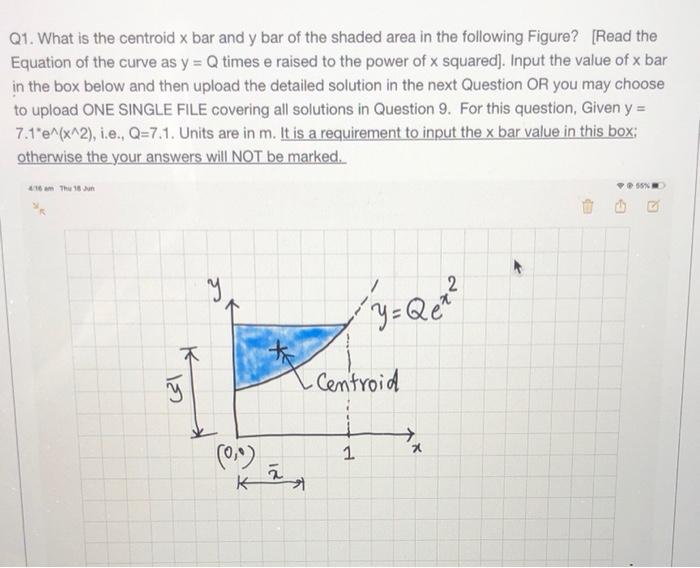 Solved Q1. What is the centroid X bar and y bar of the | Chegg.com