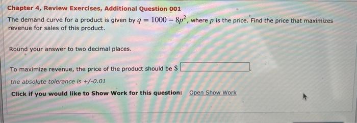 Solved Chapter 4, Review Exercises, Additional Question 001 | Chegg.com