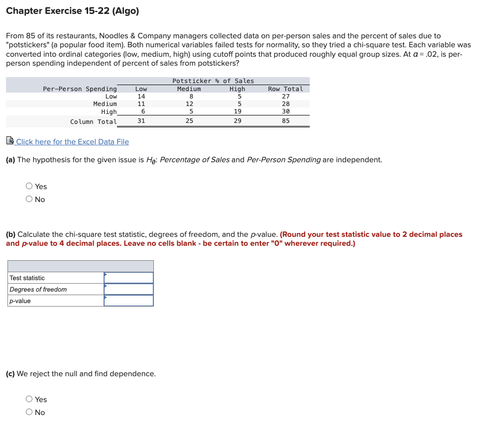 Solved Chapter Exercise 15-22 (Algo)From 85 ﻿of its | Chegg.com