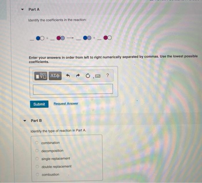 Solved Part A Identify the coefficients in the reaction: | Chegg.com