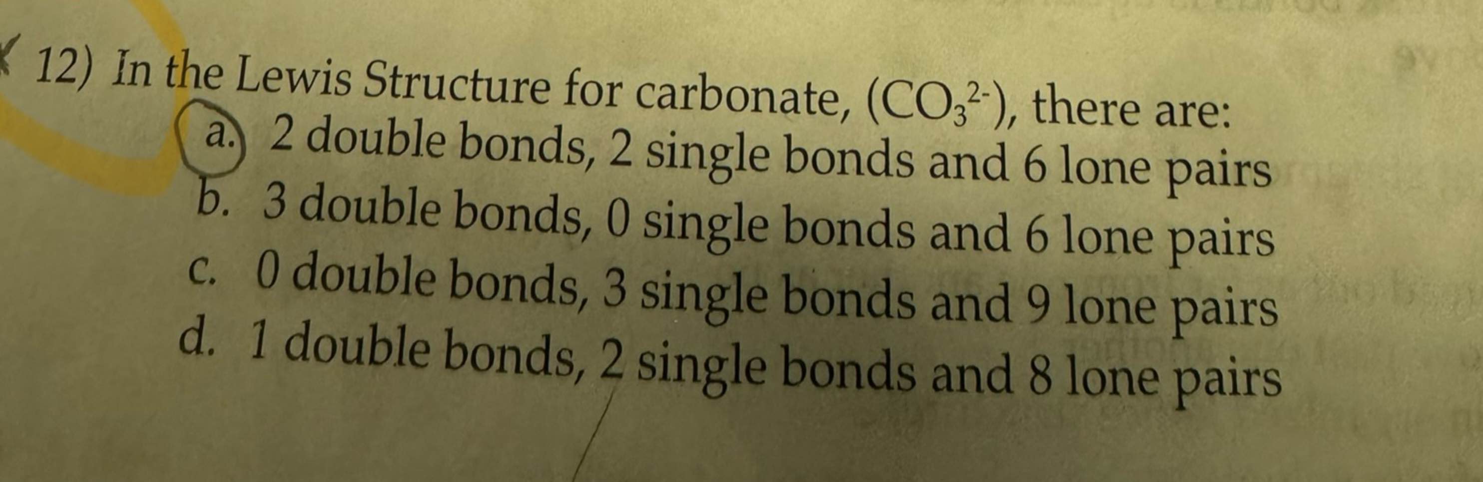 Solved In the Lewis Structure for carbonate, (CO32-), ﻿there | Chegg.com