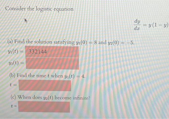 Solved Consider the logistic equation (a) Find the solution | Chegg.com