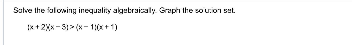 Solved Solve the following inequality algebraically. Graph | Chegg.com