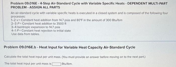 Solved Problem 09.016E - 4-Step Air-Standard Cycle with | Chegg.com