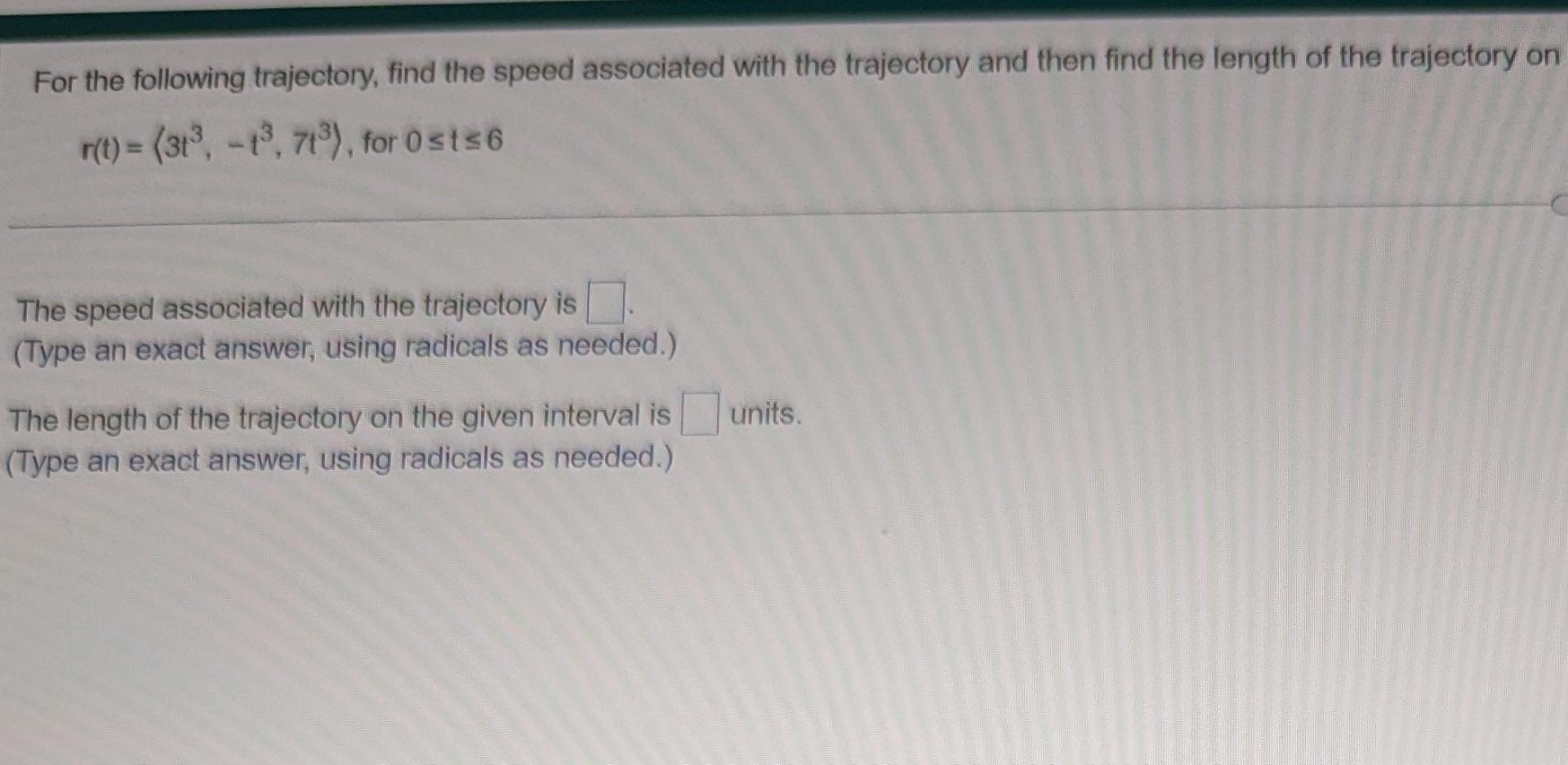 Solved For The Following Trajectory Find The Speed