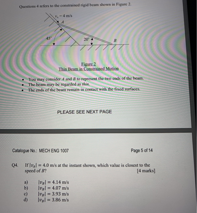 Solved Questions 4 refers to the constrained rigid beam | Chegg.com
