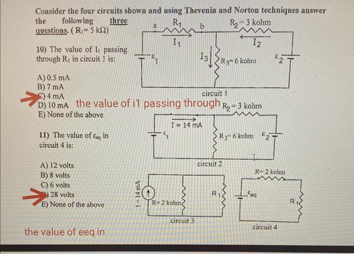 Solved Consider the four circuits shown and using Thevenin | Chegg.com
