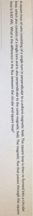 Solved A square loop of wire consisting of a single turn in | Chegg.com