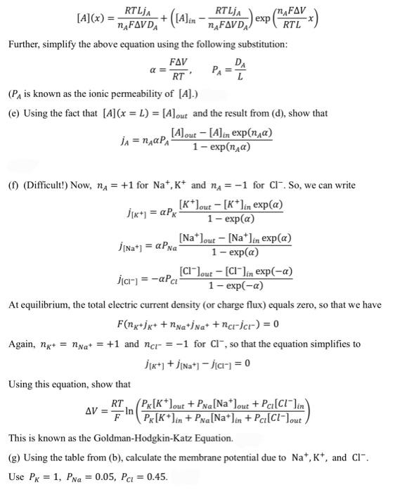 Nernst Equation Membrane potential of neurons In the | Chegg.com