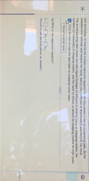 Solved Use technology to find (a) the multiple regression | Chegg.com