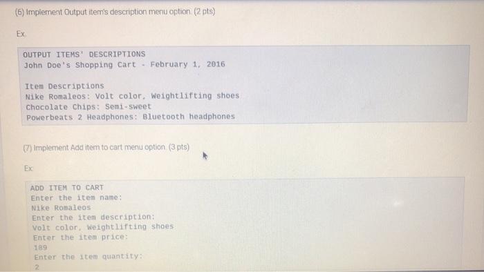 Solved 7.26 LAB*: Program: Online shopping cart (Part 2) | Chegg.com