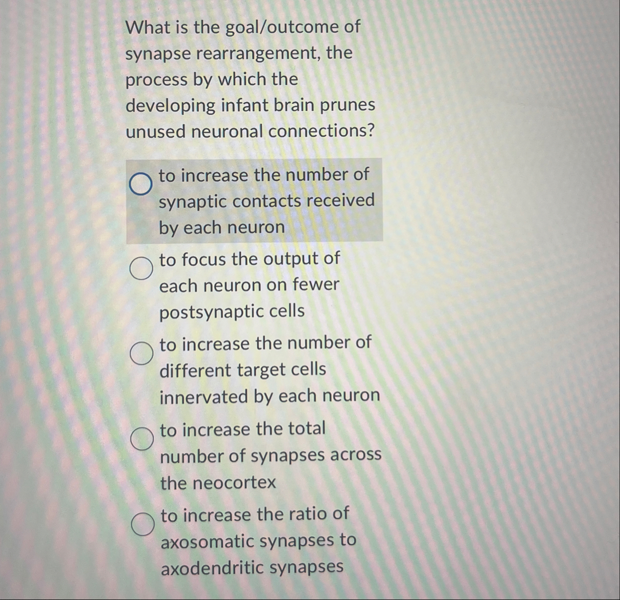 Solved What is the goal/outcome of synapse rearrangement, | Chegg.com