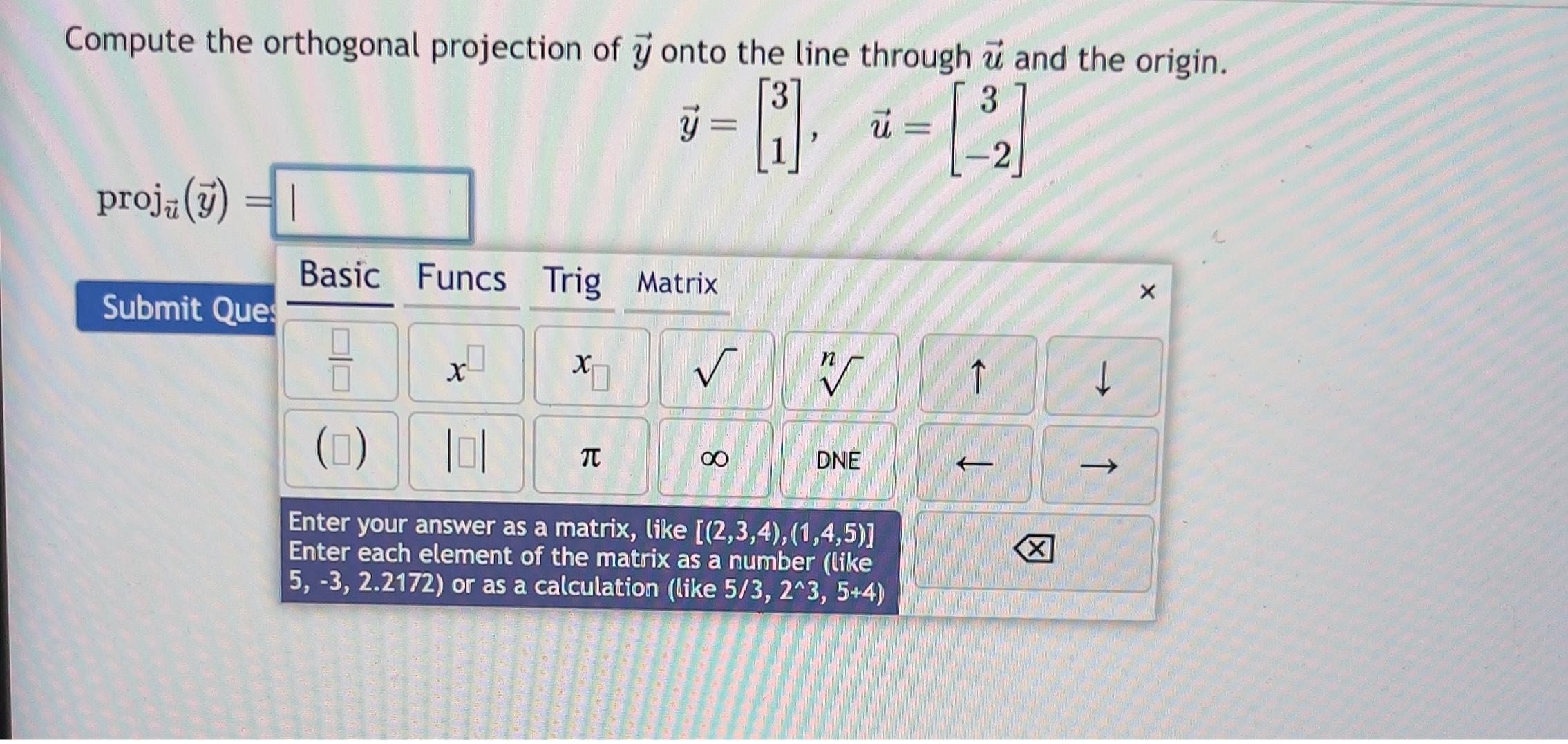 Solved Compute The Orthogonal Projection Of Vec Y ﻿onto The