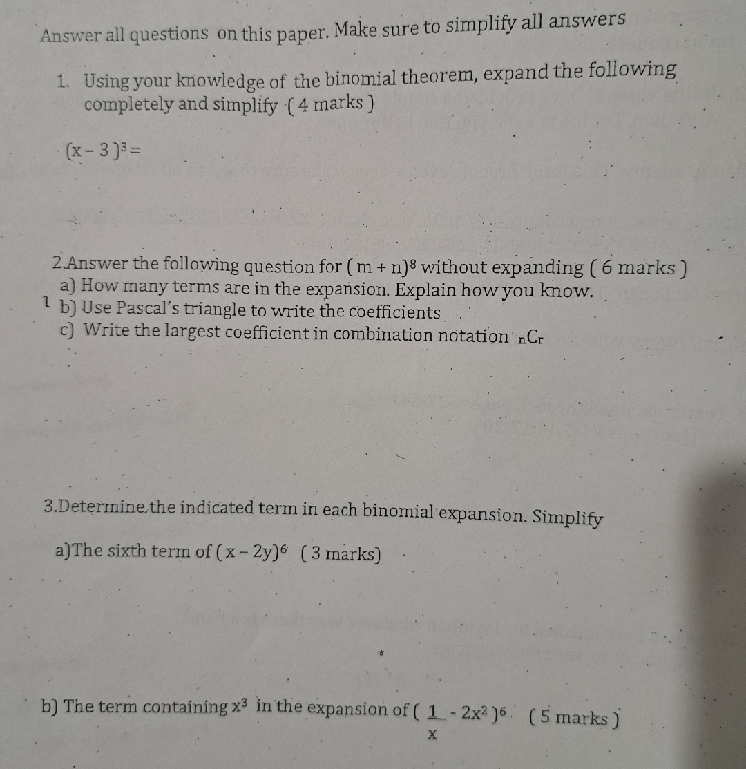 Solved Please answer all questions on this paper. Make sure | Chegg.com