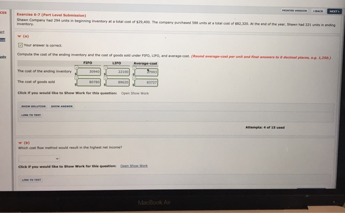 Solved CES PRINTER VERSION 4 RACK NEXT Exercise 6-7 (Part | Chegg.com