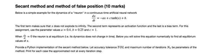 Solved Secant method and method of false position (10 marks) | Chegg.com