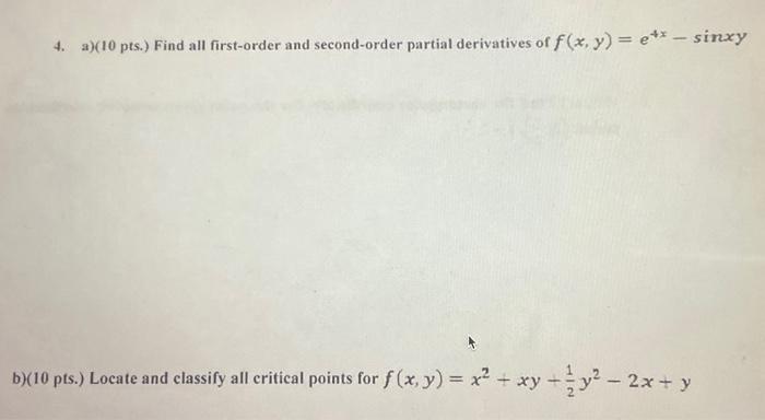 Solved a) Find all first order and second partial | Chegg.com