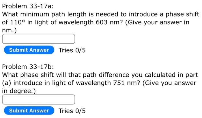 Solved Problem 33-17a: What minimum path length is needed to | Chegg.com