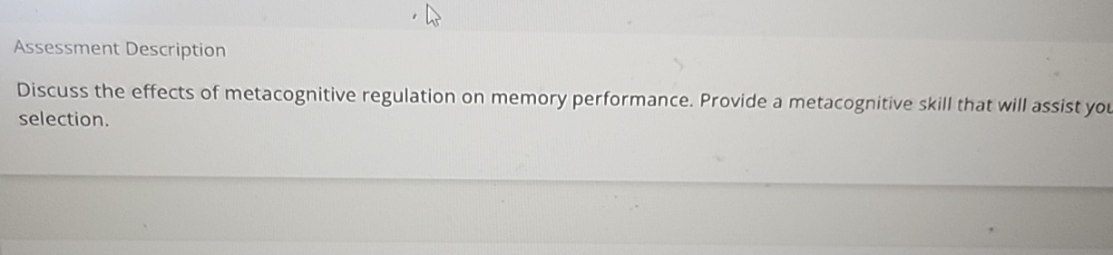 Solved Assessment DescriptionDiscuss the effects of | Chegg.com