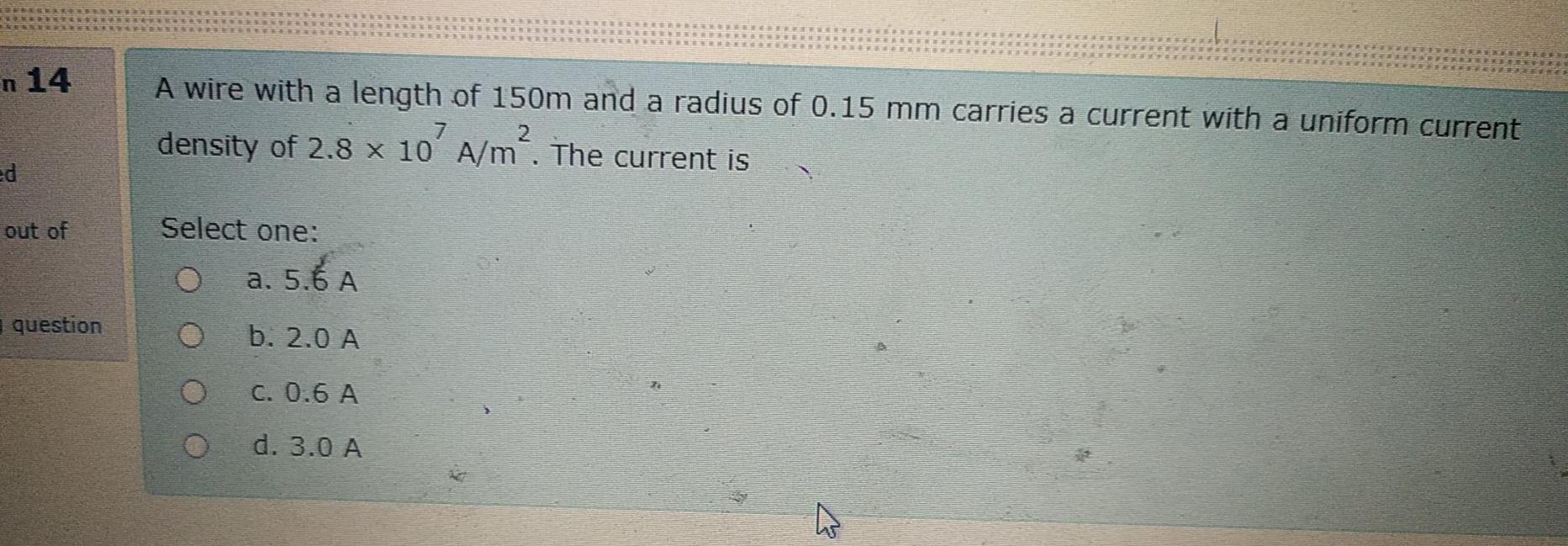Solved n 14 A wire with a length of 150m and a radius of | Chegg.com