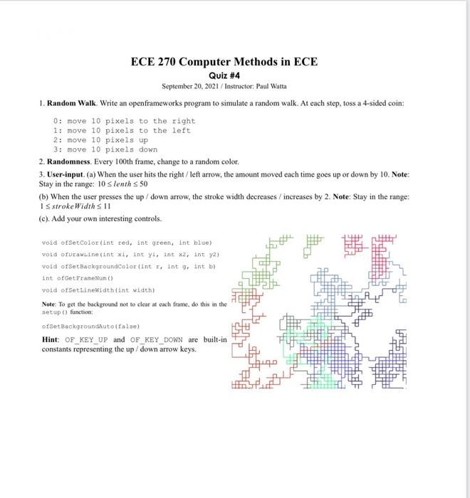 ECE 270 Computer Methods in ECE Quiz #4 September 20, | Chegg.com