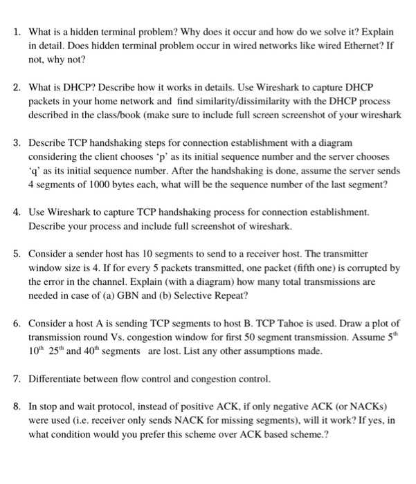 1. What is a hidden terminal problem? Why does it | Chegg.com