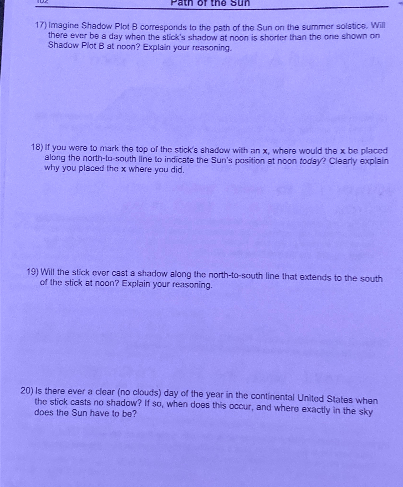 Solved Imagine Shadow Plot B corresponds to the path of the | Chegg.com