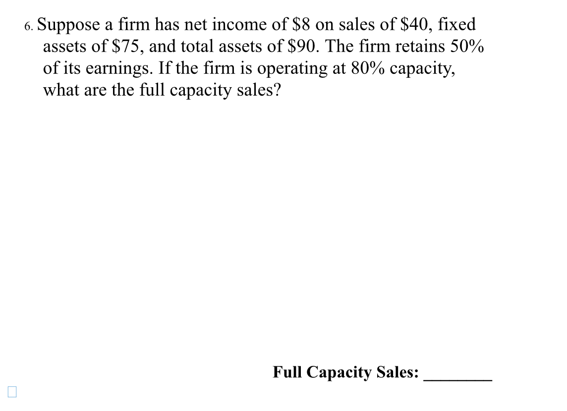 Solved Suppose a firm has net income of $8 ﻿on sales of $40, | Chegg.com