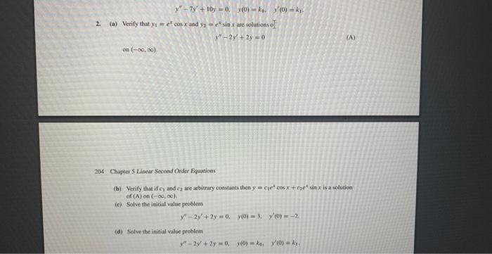 Solved (a) Verify that y1=e2x and y2=e5x are solutions of | Chegg.com