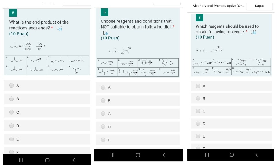 Solved Alcohols and Phenols (quiz) (Or... Kapat 2 Which | Chegg.com