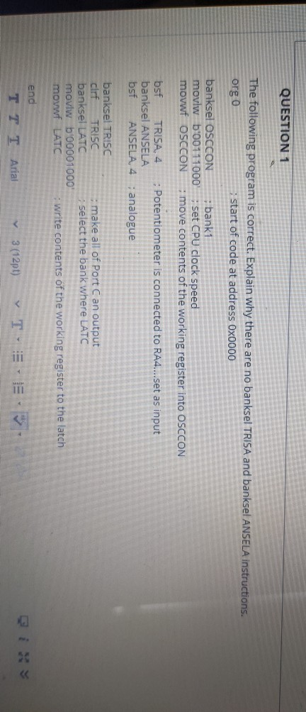 QUESTION 1 The following program is correct. Explain | Chegg.com