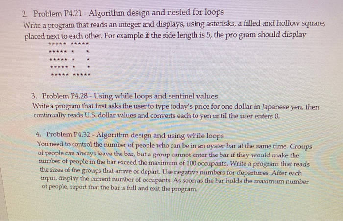 Solved 2. Problem P4.21 - Algorithm design and nested for | Chegg.com