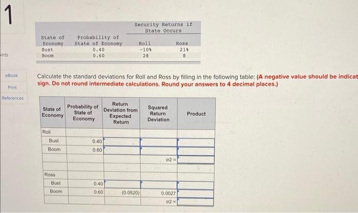 Solved Calculate the standard deviations for Roll and Ross | Chegg.com