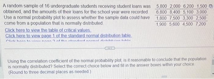 Solved A random sample of 16 undergraduate students | Chegg.com