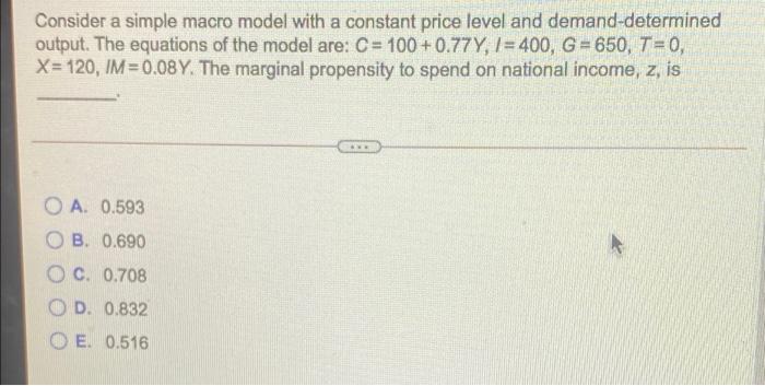 Solved Consider a simple macro model with a constant price | Chegg.com