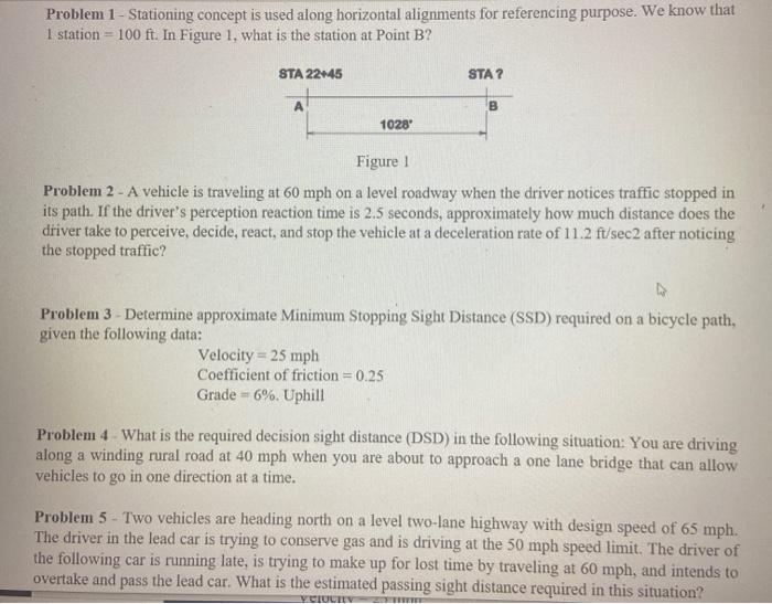 Solved Problem 1 - Stationing concept is used along | Chegg.com